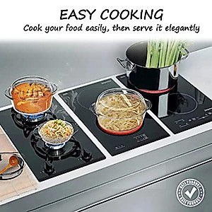 ums Glass Casserole with Lids - Set of 6 Pieces. Glass Casseroles Cookware with Glass Lid, Glass Casserole Dish Set, Borosilicate Glass Durable Bakeware Set, Glass Bowls Dish Oven & Microwave Safe