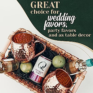 Kitchen Science Moscow Mule Copper Mugs Set of 8 (16oz) | Food Grade 100% Pure Copper Cups | Handcrafted w/Lacquered Hammered Finish, Smooth Rounded Lip, Ergonomic Handle (No Rivet) w/Solid Grip