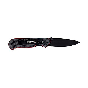 Ergo Chef 5025 Compact Pocket Knife EDC Straight Edge Tactical/Utility Knife Reversible pocket clip G10 Textured Handle - Chef Gear, Black and Red