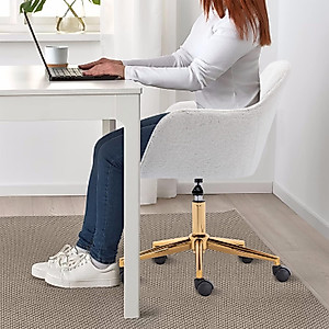 Yoluckea Faux Fur Desk Chair for Women Girl Teen, Home Office Desk Chair with Rolling Wheels, Modern Furry Vanity Chair for Makeup Room Bedroom Living Room, Adjustable Swivel Cute White Desk Chair