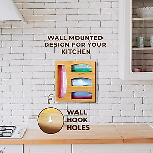 MAGOR ziplock bag Storage organizer for Kitchen Drawer, Bamboo Baggie holder and Storage bag organizer Compatible with Gallon, Quart sandwich and snacks variety size bags (1Box 4 Slots),ZBS 2022