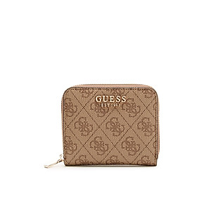 GUESS Laurel Small Zip Around Wallet, Latte Logo