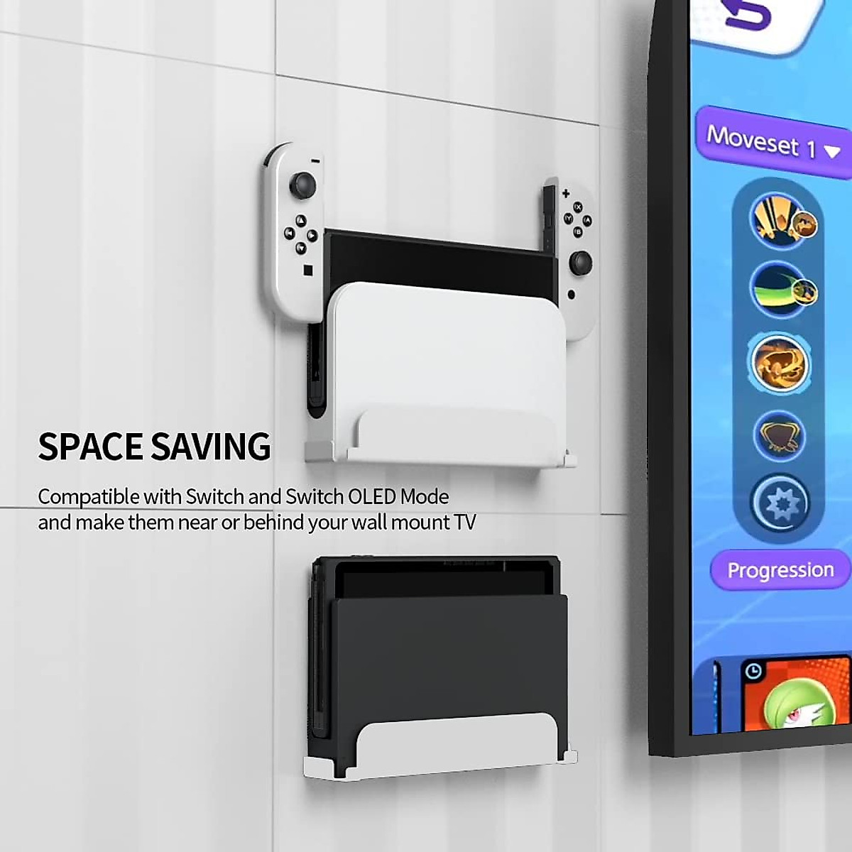 JDDWIN Switch OLED Wall Mount,Wall Mount for Switch/Switch OLED,All Metal Vertical Hanging On Wall (White)