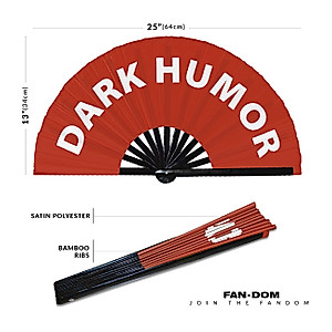 Dark Humor Hand Fan Foldable Bamboo Circuit Hand Fan Funny Gag Slang Words Expressions Statement Gifts Festival Accessories Rave Handheld Circuit Event Fan Clack Fans (Red)