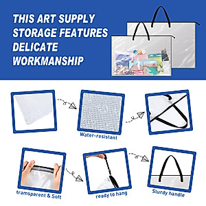 Tenceur 2 Pcs Art Portfolio Case 36 x 48 Inch and 24 x 36 inch Large Poster Storage Bag Portfolio Folder PVC Art Portfolio Container Bulletin Board Storage Box for Poster Scrapbook Keepsake
