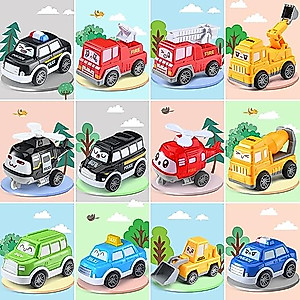 Doloowee Toddler Pull Back Car Toys (12 pcs) Baby Car Toys with Playmat Storage Bag Baby Toys 12-18 Months,Toddler Toys Age 1-2