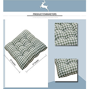 NINE GAD Chair Cushions for Dining Chairs 6 Pack - Kitchen Set of 6, Seat Cushion Pads, Room Sofa Office Decor 2'' Thickness (Dark Green, 6), 17 Inches