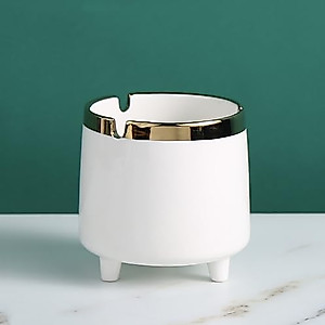 Ashtray 1 Pack White Marble Ceramic Ashtray Decorative Ashtray Home Easy Clean Decorative Ash Rack Indoor Outdoor Patio Cigarette Ashtray Ash Tray