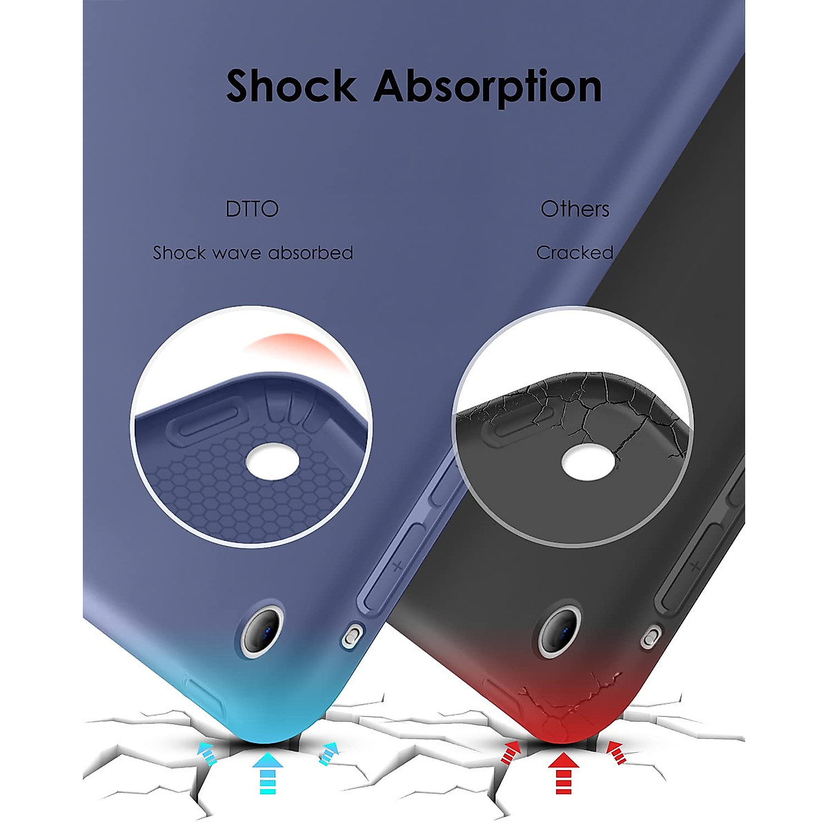 DTTO for iPad Air 1st Edition Case, (NOT for iPad Air 2 and Air 3) Ultra Slim Lightweight Smart Trifold Stand with Flexible Soft TPU Back Cover [Auto Sleep/Wake], Navy Blue