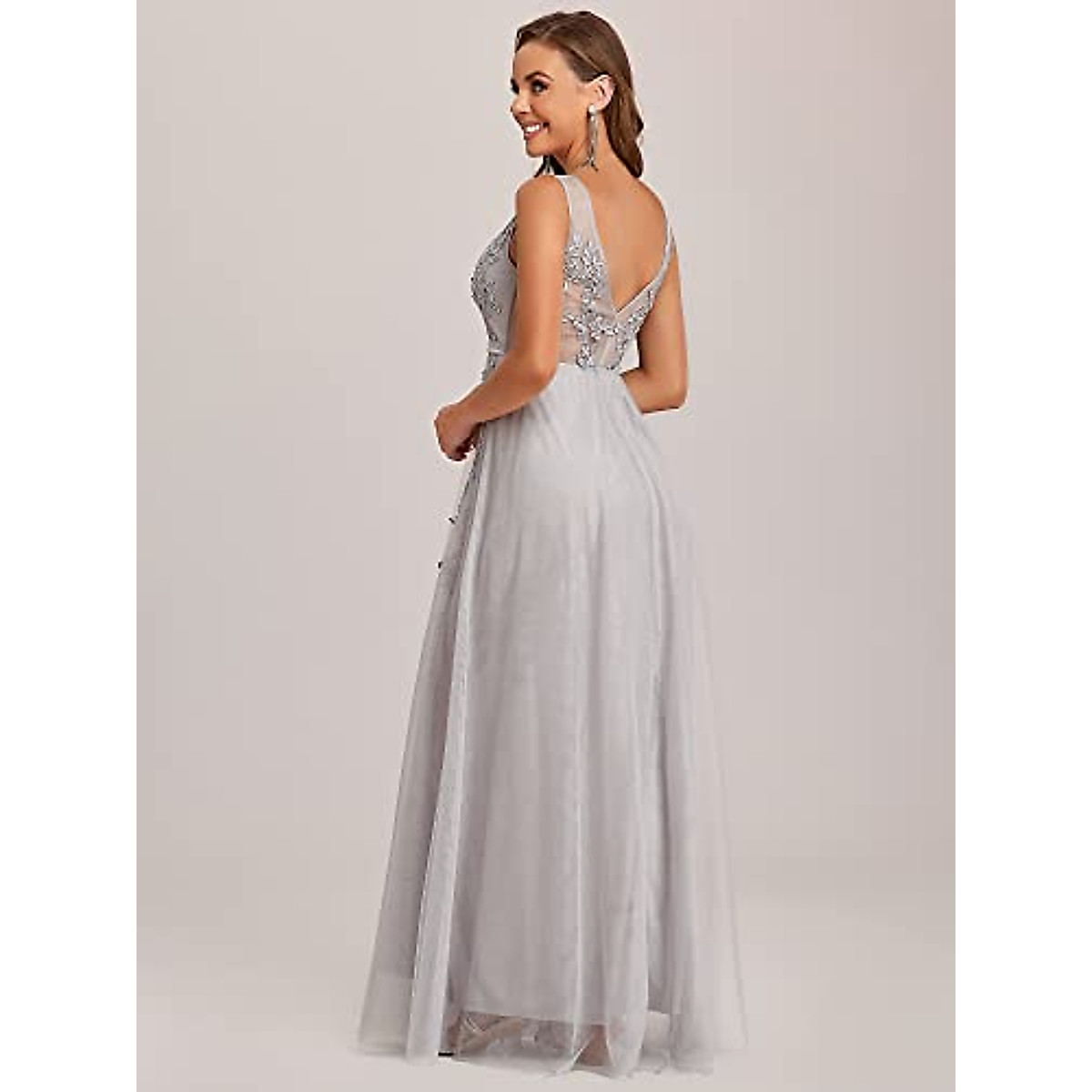 Ever-Pretty Women's Sleeveless Lace Wedding Guest Dress for Women Grey US10