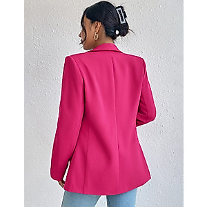 Womens Long Sleeve Blazers Casual Open Front Lapel Button Slim Work Office Blazer Jacket(Rose,Medium)
