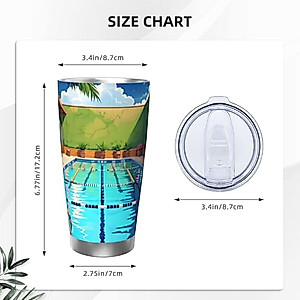 WXZYFP Car cup (single silver rim), can use a straw or drink directly, easy to use.Flamingo and swimming pool
