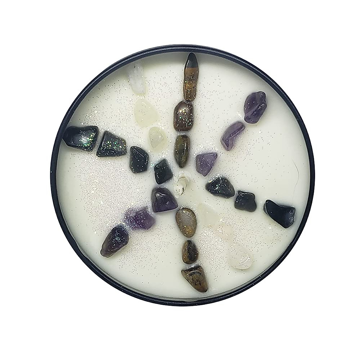 Divine Guidance and Protection Crystal 8 Oz Tin Candle Hand Poured with Soy Wax/Essential Oils, Energized Crystals Healing Crystals,8 Point Star!