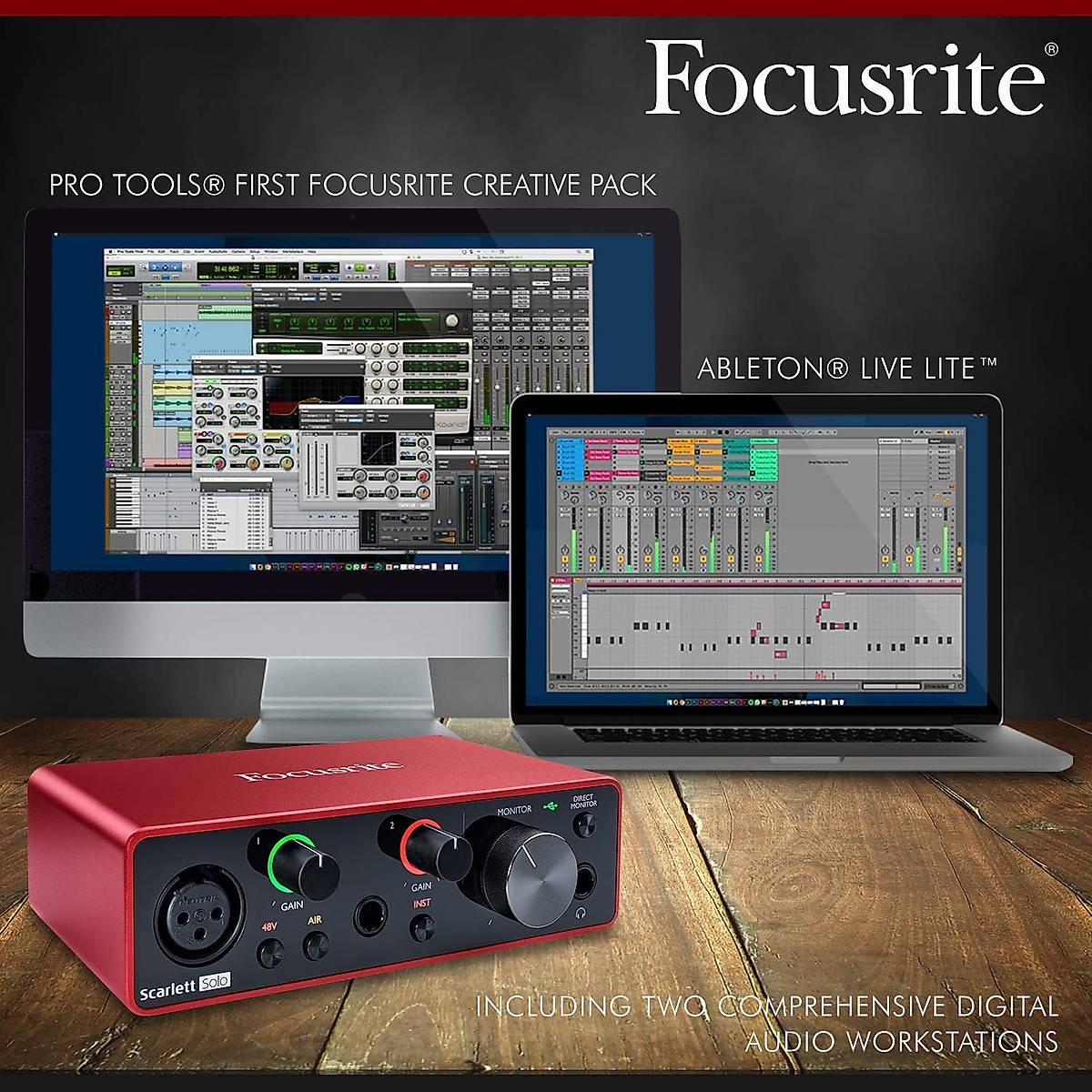 Focusrite Scarlett Solo USB Audio Interface (3nd Generation) + Professional Monitoring Headphones, Cables and Deluxe Accessory Bundle