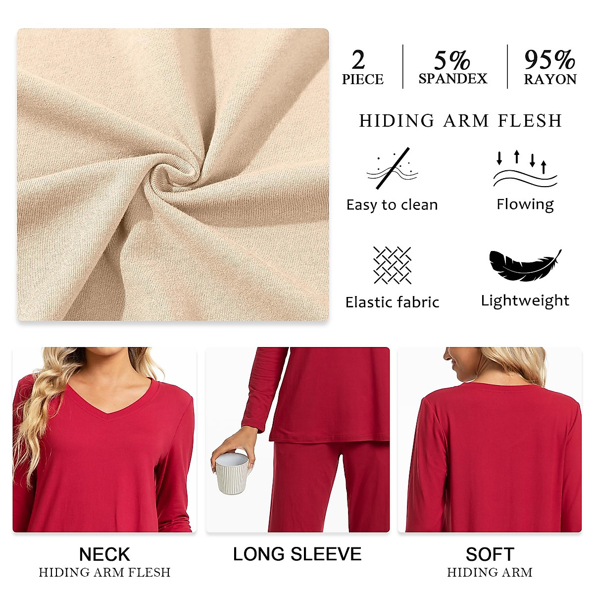 syoss Women's Fall Pajama Sets Long Sleeve Sleepwear Soft Comfy Pj Lounge Sets L, Spotted Blue