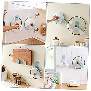 Zerodeko 2 Sets 2pcs Kitchen Lid Hook Shelf Wall Mount Wall Shelf Brackets Rotating Stand Saucepan Lid Holder Pot Lid Organizer Pan Lid Organizer Abs Blue Self-Adhesive Hooks Nail Free Set