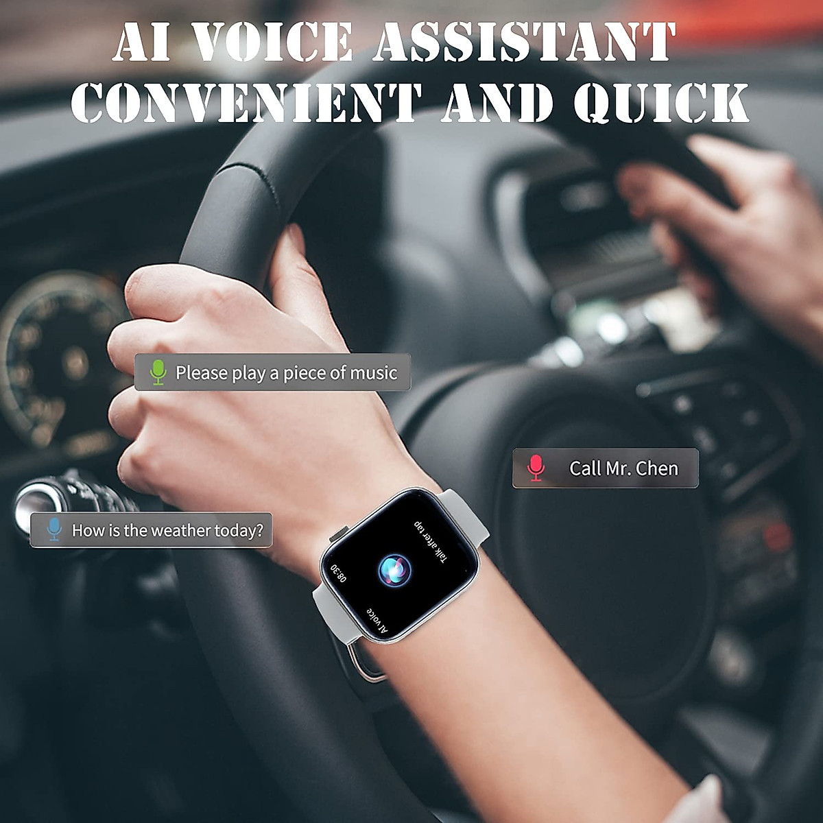 CHOKOVIE Smart Watch for Men Women, 1.8" Full Touch Screen Call/Receiver Dial Fitness Watch Heart Rate, Blood Oxygen,Sleep Monitor, Activity Tracker with Pedometer Stopwatch Smartwatch, Silver