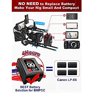 Moman V Mount Battery, Mini V-Lock Mount Power 99Wh 15A Up to 200W Draw with Dual D-Tap & USB Outputs for BMPCC 4k 6k Camcorders Cameras LED Lights, V-Mount-Battery-Dtap-Mini