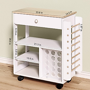 Rolling Craft Organization and Storage Cart Compatible with Cricut, Craft Rolling Storage Organizer with 23 Vinyl Roll Holder, Crafting Cabinet Workstation, by Garfeur