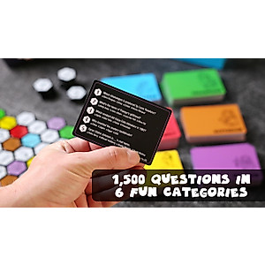 Hexaquest: Strategic Trivia Board Game - 1500 Questions, 6 Categories, 65 Hexagon Tiles, Luxury Bag - Quick to Learn