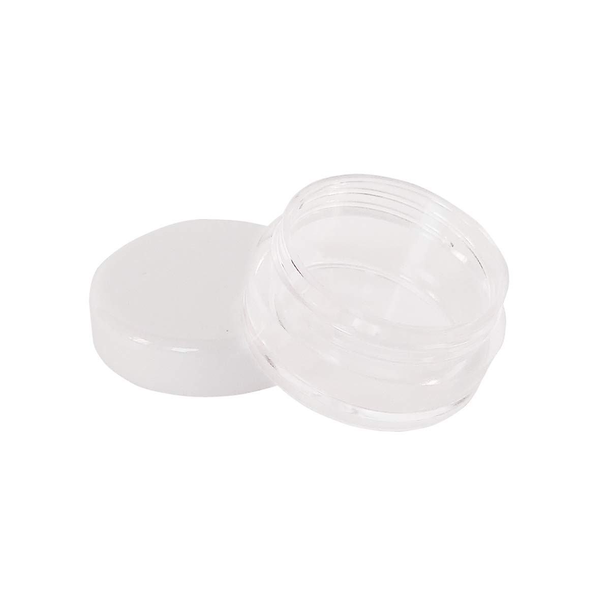 Wopanxye 20pcs 5g Small Travel Sample Cosmetic Containers for Make-up Eye Shadow Nails Lotion Powder Gems Beads Jewelry Cream, 5ml Clear Round Pot Jars with White Lid， Mini 5ml Plastic Sample Jars