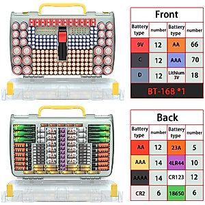 Large Capacity 269 Battery Organizer Storage Case with Tester, Double-Side Battery Holder Container for AA AAA AAAA C D 9V Lithium 3V CR123 CR2032 CR1632 18650 Batteries(Box Only) (Grey)