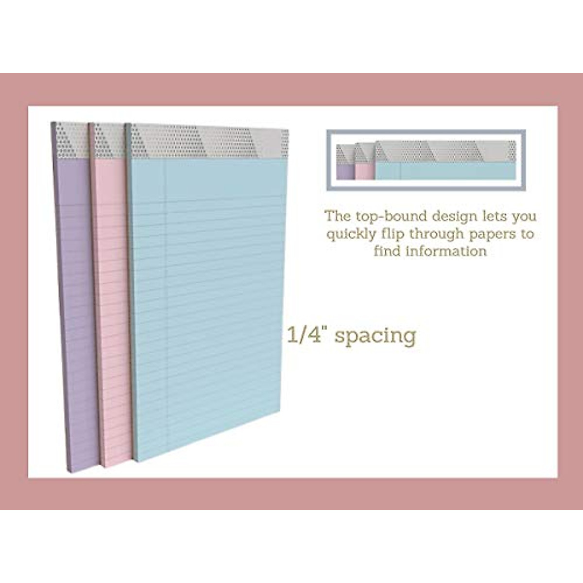 1InTheOffice Legal Pads Narrow Ruled 5x8, Narrow Ruled Note Pad, Assorted Colors, Pastel, 50 Sheets/Pad, 6 Pads/Pack