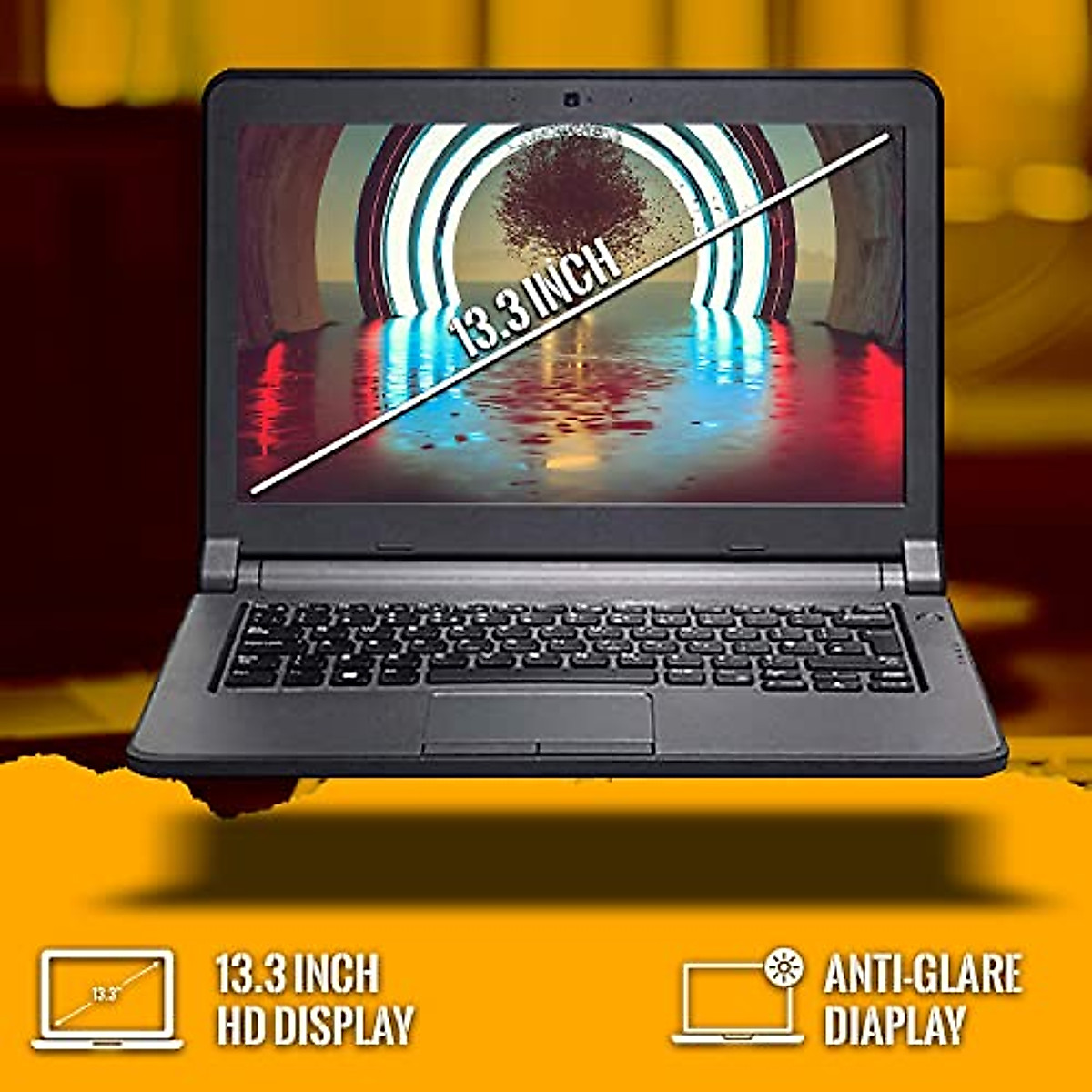 13.3 Inch Laptop HD Screen, Intel Core i3 5th Gen, 8GB DDR3 RAM, 256GB SSD, MTG Portable Monitor, Webcam, Wi-Fi, Bluetooth, Win 10 Pro (Renewed)