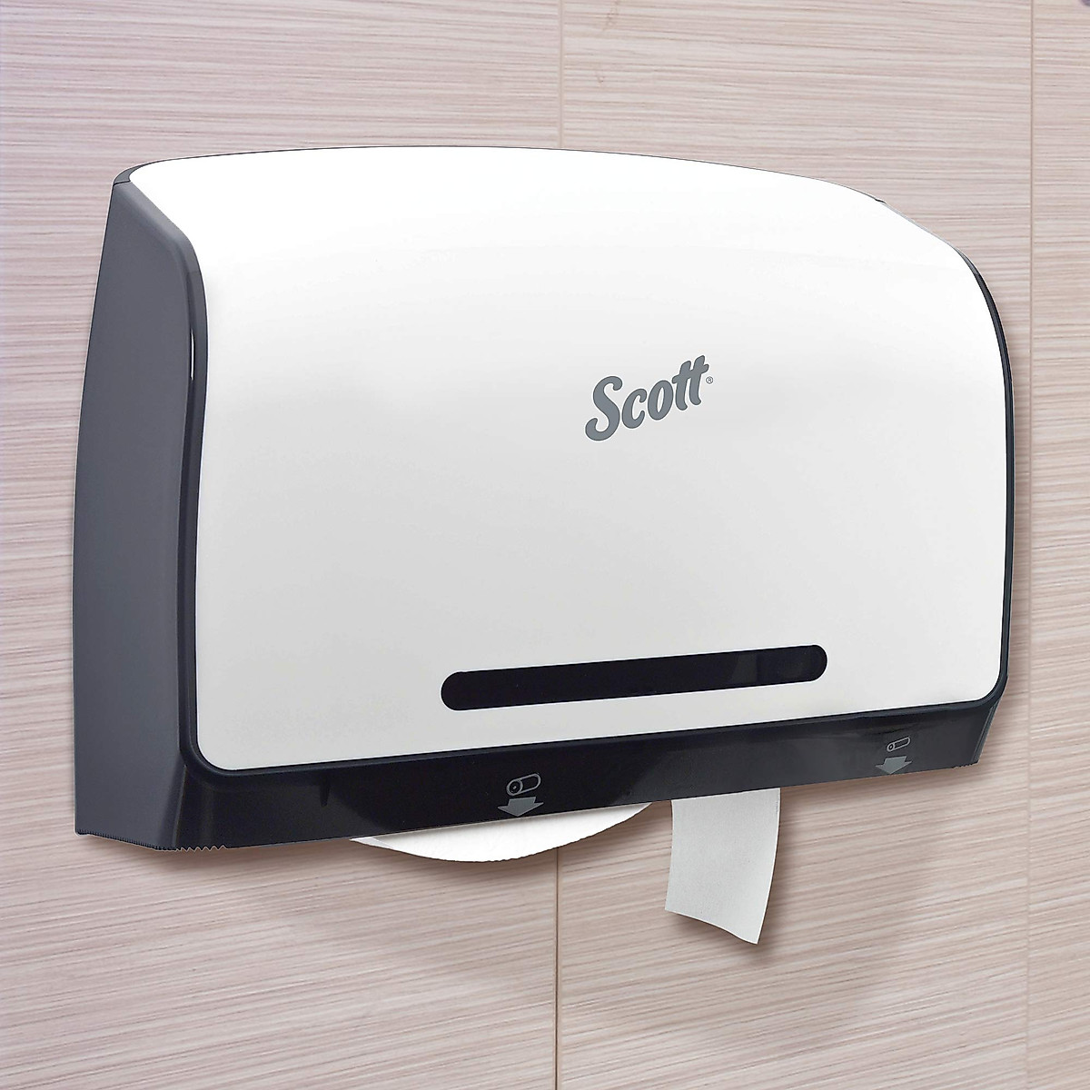 Scott Pro Jumbo Roll (JRT) Coreless Toilet Paper Dispenser (34832), 14.13” x 13.39” x 5.87”, White