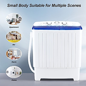 Spurgehom Mini Twin Tub Portable Washing Machine, 20 lbs Large Capacity Washer and Dryer Combo for RV Camping, Apartment, Dormitory, Home, Washing Machine for Students & Tenants，Blue & White