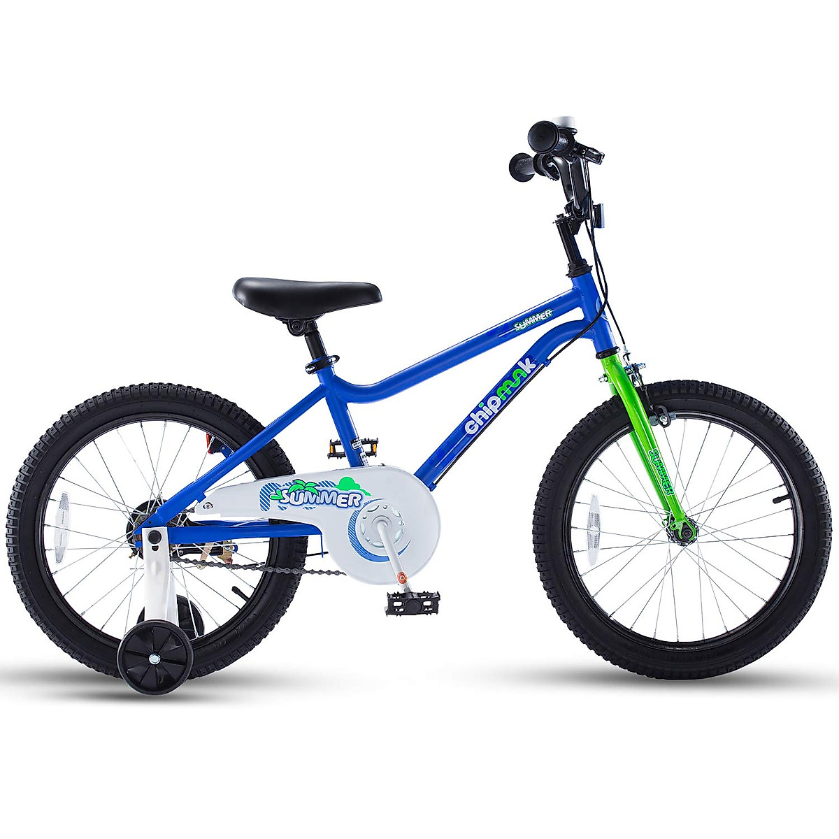 RoyalBaby Summer Kids Bike 18 Inch Boys Bicycle with Training Wheel Dual Handbrakes Ages 5-9 Years, 18" Blue