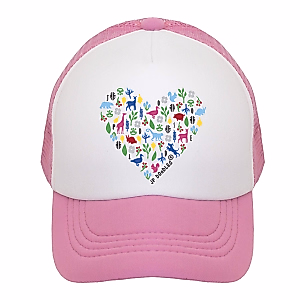JP DOoDLES Heart Hat Kids Trucker Hat. Baseball Mesh Back Cap fits Baby, Toddler and Youth (Light Pink, Mini 12-24 MOS)