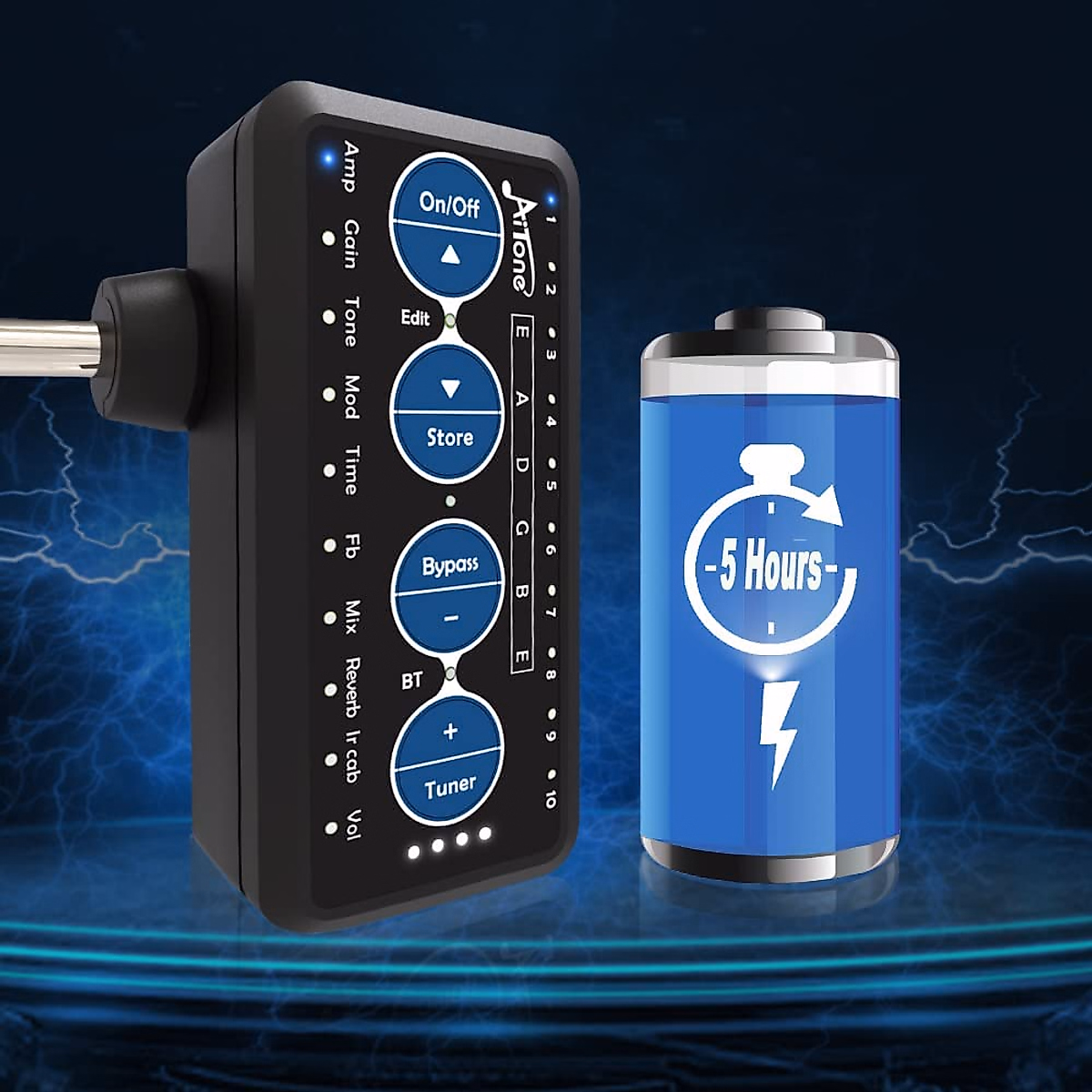 AITONE Multi Effects Guitar Headphone Amp with Tuner Classic Preamp IR Cabinets Presets Rechargeable Mini Pocket Bluetooth Practice Guitar Amplifier with USB Recording (H8)