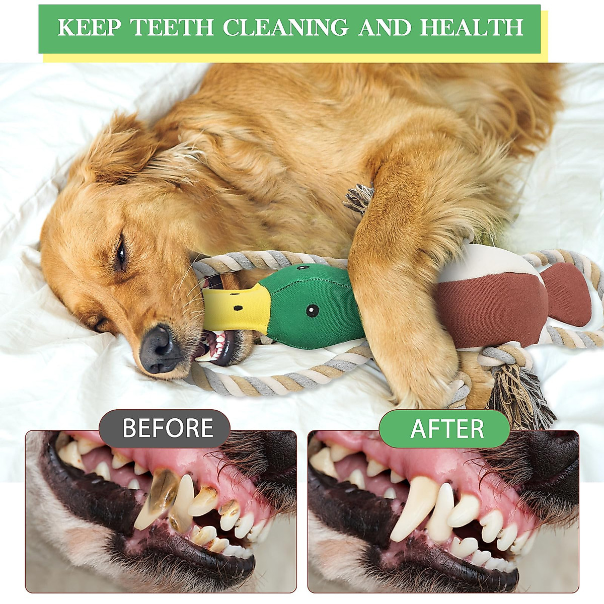 Lesmeet Upgraded Duck Dog Toys for Aggressive Chewers Puppy Toys with Crinkle Paper and Squeaker, Interactive Tug of War Dog Toy for Small, Medium, and Large Breeds