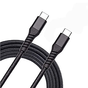 HTC USB C to USB C Charger Cable 6ft, 𝟭𝟬𝟬𝙒 PD Fast Charging USB C Nylon Braided Type-C Charging Cord Compatible with Samsung Galaxy S21/S20+, iPad Pro, MacBook Pro, Google Pixel and More (Black)