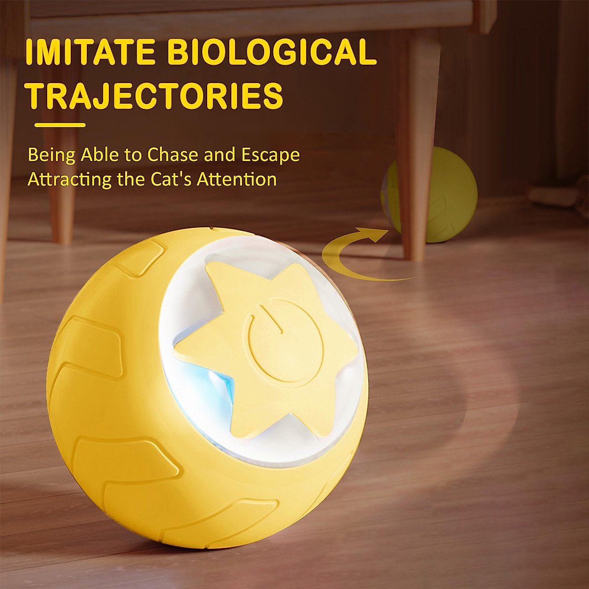 ZALBYUY Interactive Cat Ball Toy, Intelligent Cat Toys with LED Lights, Automatic Moving Rolling Ball for Indoor Cats, Cat Automatic Toy