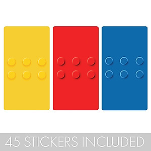Building Blocks Birthday Party Mini Candy Bar Wrappers - 45 Stickers