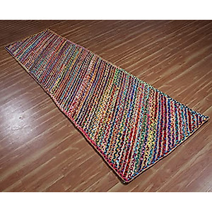 CASAVANI 100% Ecofriendly Hand Braided Rug Geometric Multipurpose Multicolor Jute & Cotton Rug Best Uses for Indoor Hall Room Gateway Runner Rug & Balcony 2.6x4 2.6x8 6x6 Feet Square