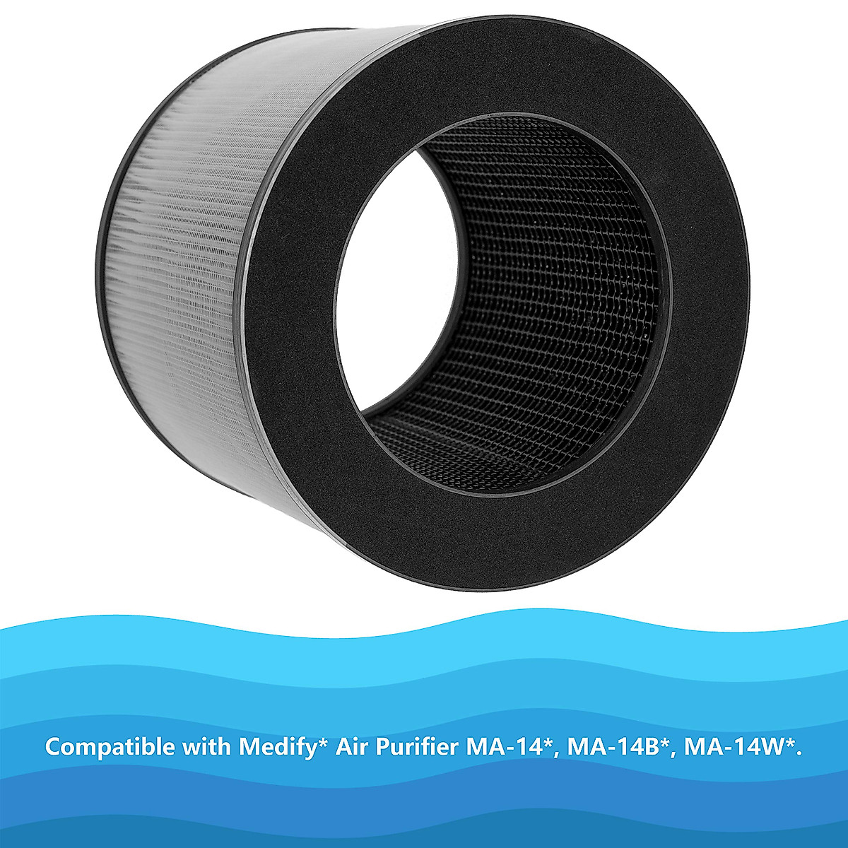 MA-14 True HEPA H13 Replacement Filter, Compatible with Medify Air MA-14, MA-14-W, MA-14-B Air Purifier, 3-in-1 Medical Grade H13 True HEPA and Activated Carbon Filter (2)