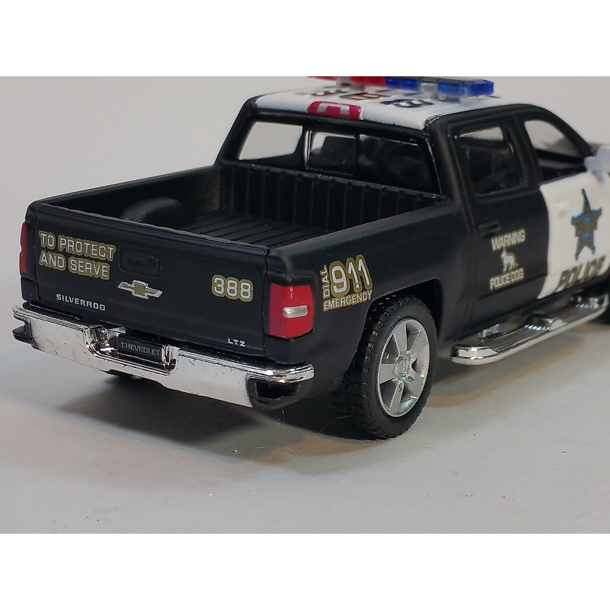 KiNSMART 2014 Chevrolet Silverado LTZ Crew Cab 4x4 1:46 Scale 5 Inch Diecast Metal Model Pick-up Interceptor Truck Police K9 Unit