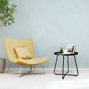 TeoKJ Outdoor Side Tables, Anti-Rust Metal Outdoor End Table, Small Patio Table Round End Table Outdoor Table for Garden Balcony Yard Porch Patio Lawn Black