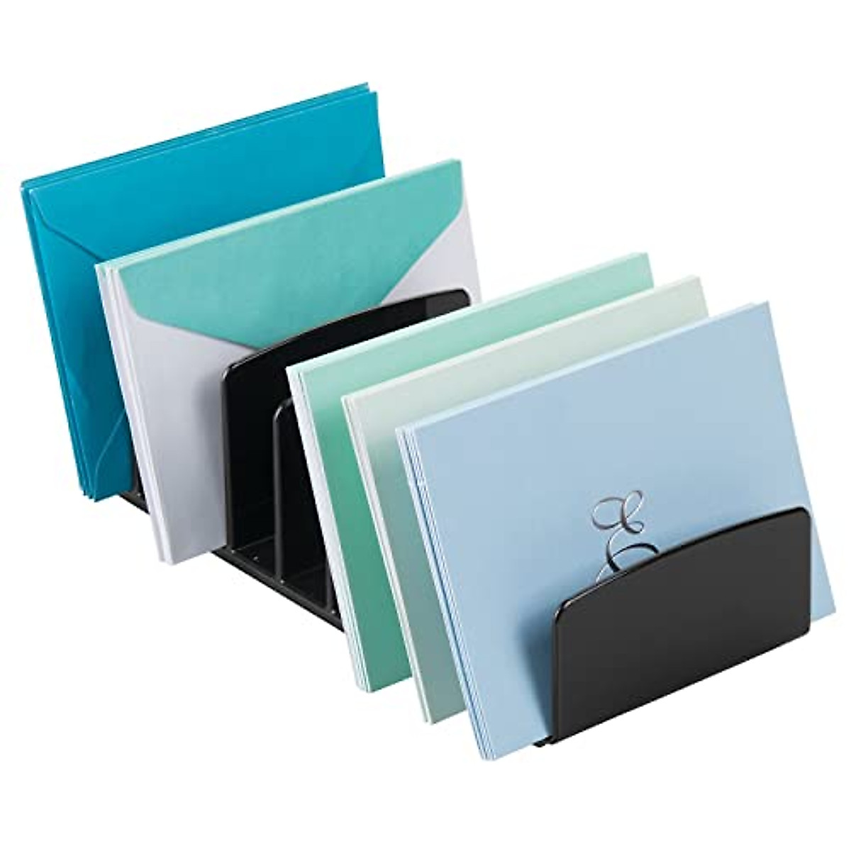 mDesign Plastic Divided Cosmetic Palette Organizer with 9 Sections - Makeup Storage for Bathroom Vanity, Cabinet, Drawer - Holds Eyeshadow, Blush, Powder - Lumiere Collection - Black