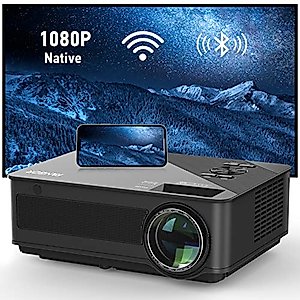 Native 1080P WiFi Projector - Outdoor Movie Projector, FANGOR Bluetooth Projector 4K-Supported Video Projector, Compatible with Phones, Laptops, DVD, HDMI, USB