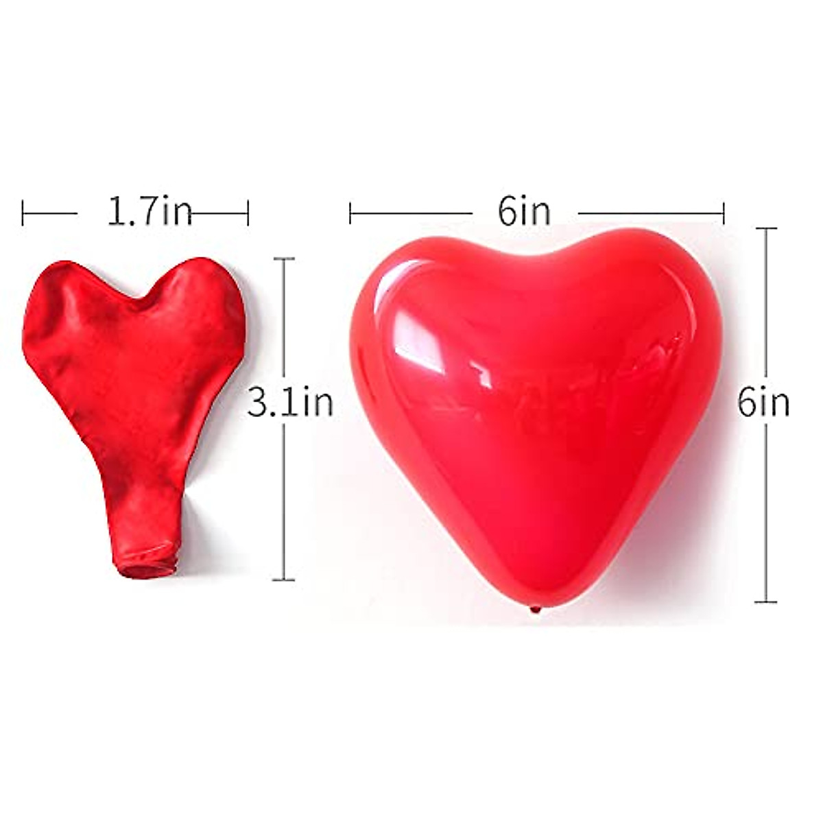 STIMULATE SZXXZZMY 50 6-inch Red Color Heart shaped Latex Balloons for Valentines Day,Propose Marriage,Wedding Party