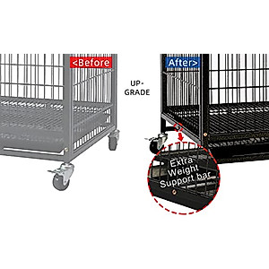 Homey Pet 37 inch Heavy Duty Dog Crate, Extra Strong Dog Cage for Medium Dog, Indoor High Anxiety Double Door Dog Crate on Wheels with Removable Tray