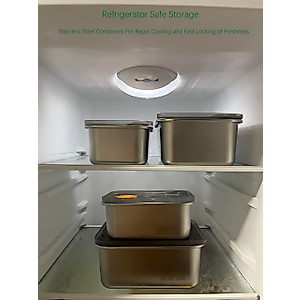 SSQYKJ 2-Pack 304 Stainless Steel Food Storage Containers,1L&1.6L Airtight Lunch Box for Meal Prep,Bento,Kitchen-Stackable,Leakproof,Easy Clean (35oz/54oz)