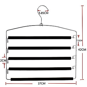 Arekuaei Pants Hangers Non Slip Space Saving Hangers Multi-Layer Swing Arm Pants Hanger Stainless Steel Space Saver Hangers for Pants Jeans Scarf Trouser Tie Towel Clothes (3 Pack Black)