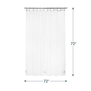 AmazerBath 2 Pack Clear Shower Curtain Liners, 72 x 72 Inches PEVA 3G Plastic Shower Curtains with Stones and 12 Grommet Holes, Extra Long Waterproof Lightweight Plastic Liners- Clear