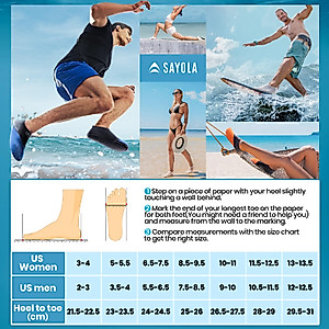 SAYOLA Barefoot Water Shoes for Women Men Breathable Sand Shoes and Quick-Dry Aqua Socks for Swim, Beach, Pool, Kayak, Yoga Sport Accessories, Camping Essentials - Must-Haves for Adults & Youth Sizes