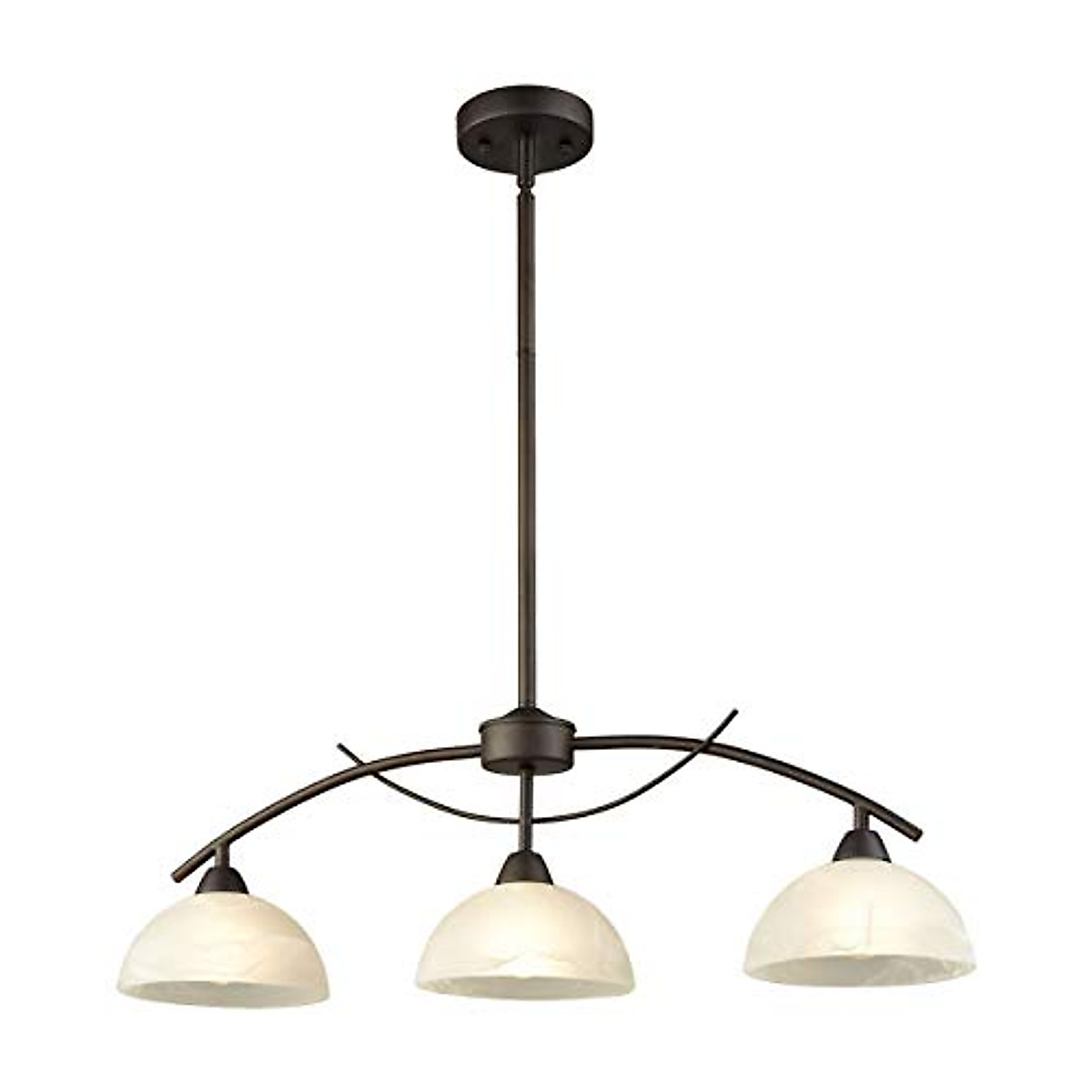 DAYCENT Vintage Frosted Glass Alabaster Shades Pendant Lighting for Kitchen Island 3-Light Rod-Hung Ceiling Hanging Light, Golden Bronze